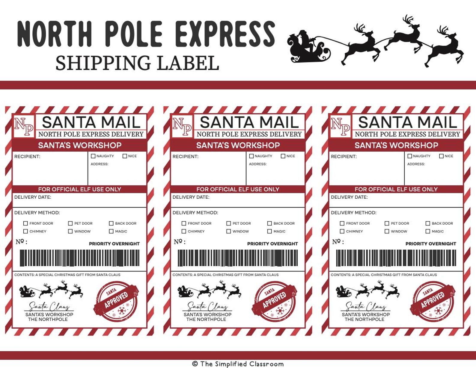 North Pole Shipping Labels and Stamps - Etsy