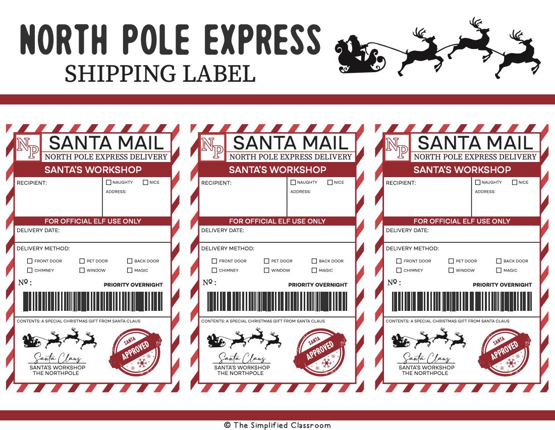 North Pole Shipping Labels and Stamps - Etsy