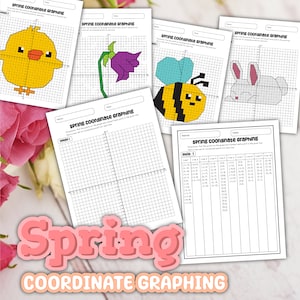 Spring Coordinate Graphing Math Worksheets Printable Digital Download ...