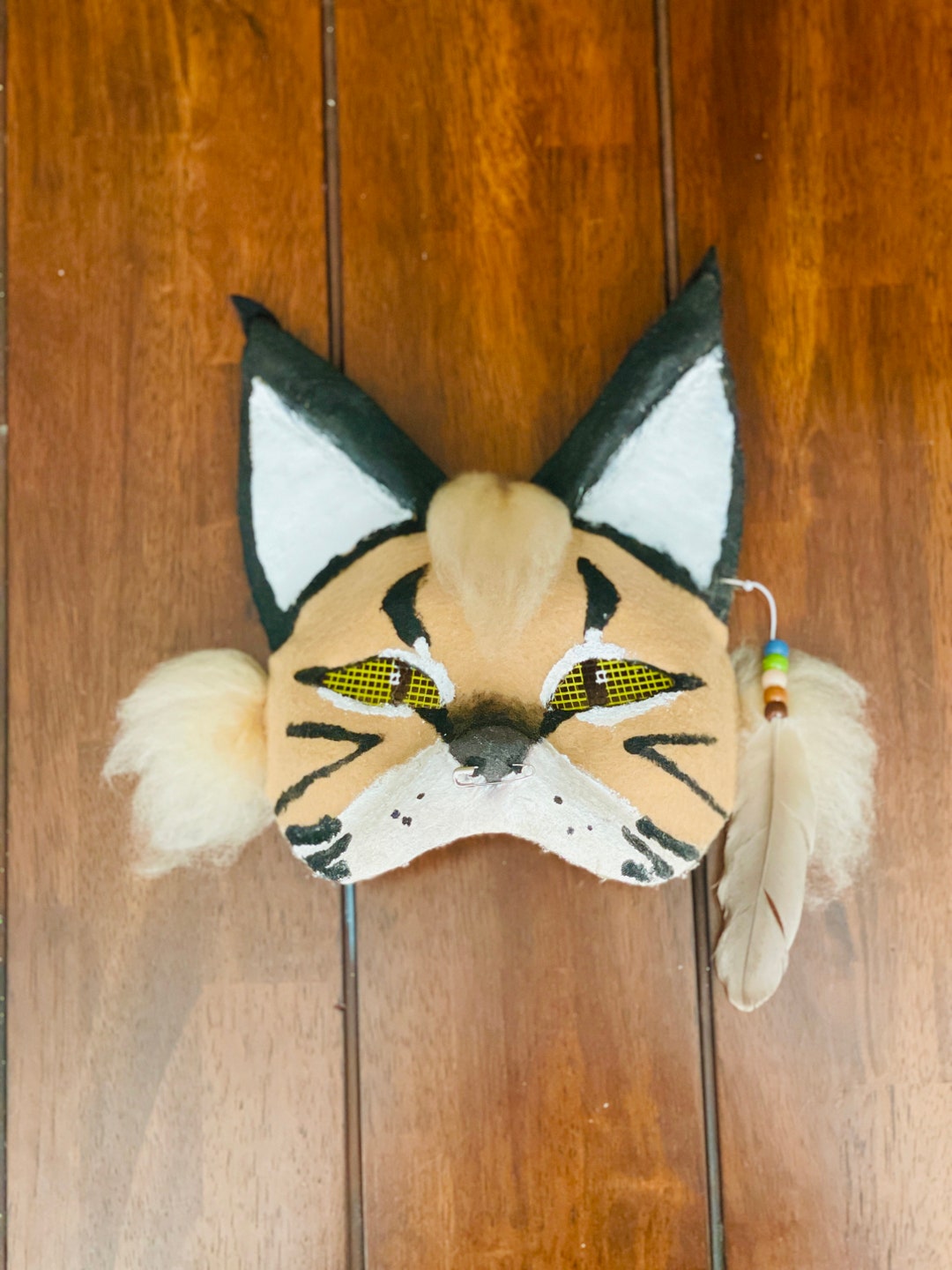 Caracal Lynx Furry Cosplay Cat Mask With Detachable Feather Earring - Etsy