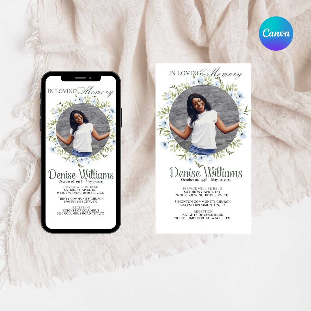 In Loving Memory Template Funeral Program Template for Man or Woman ...