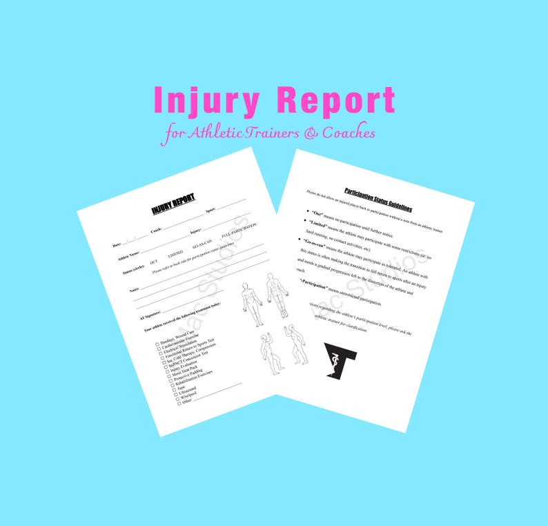 Injury Report Form (printout & Editable PDF) - Etsy