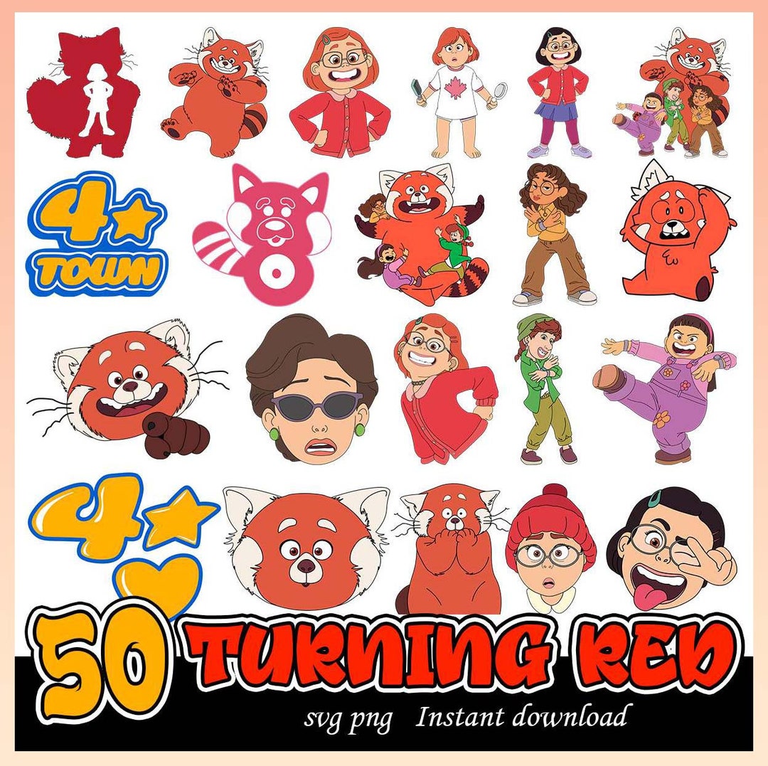 Turning Red Clipart Svg PNG, Turning Red Cake Topper, Birthday Party ...