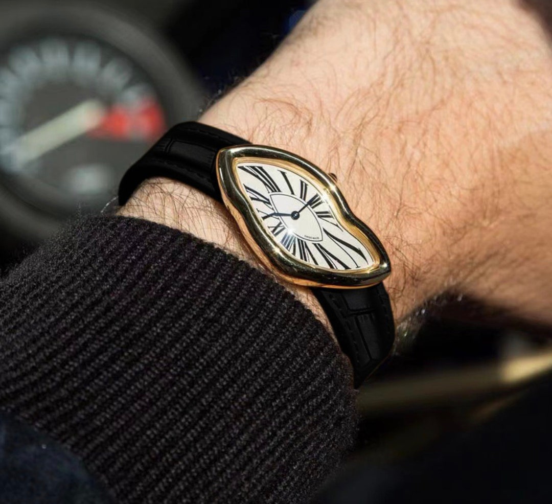 Vintage Melting Watch, Men Gold Watch, Dali Inspired Style Watch, Crash ...