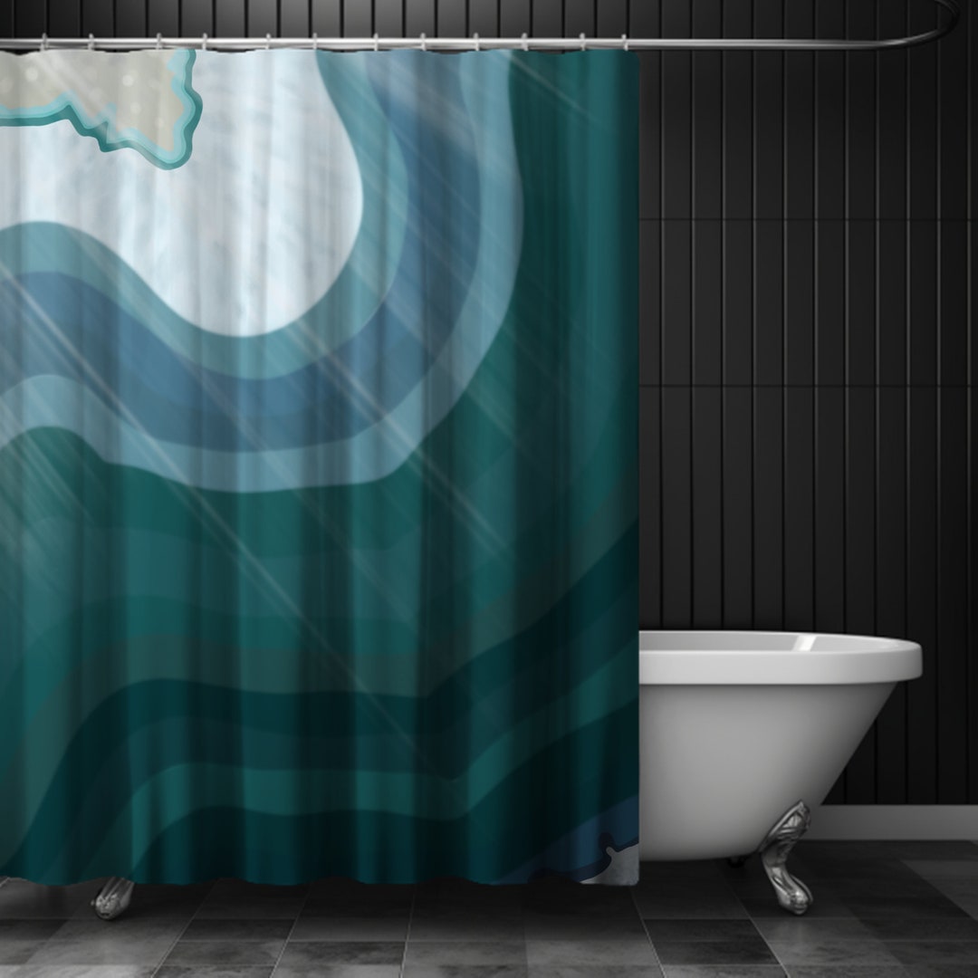 Green Geode Shower Curtain. Art Shower Curtain. Boho Shower Curtain ...