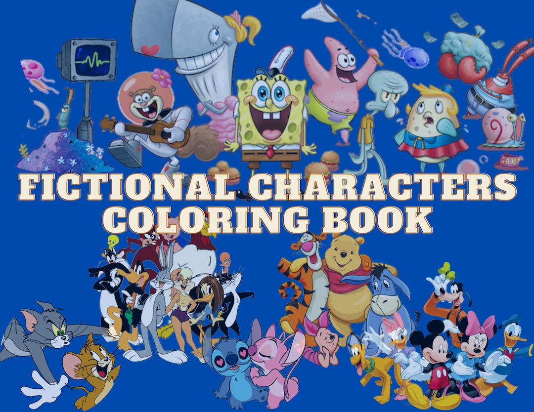 Fictional Coloring Book | Fun Cartoon Characters | Printable Digital ...