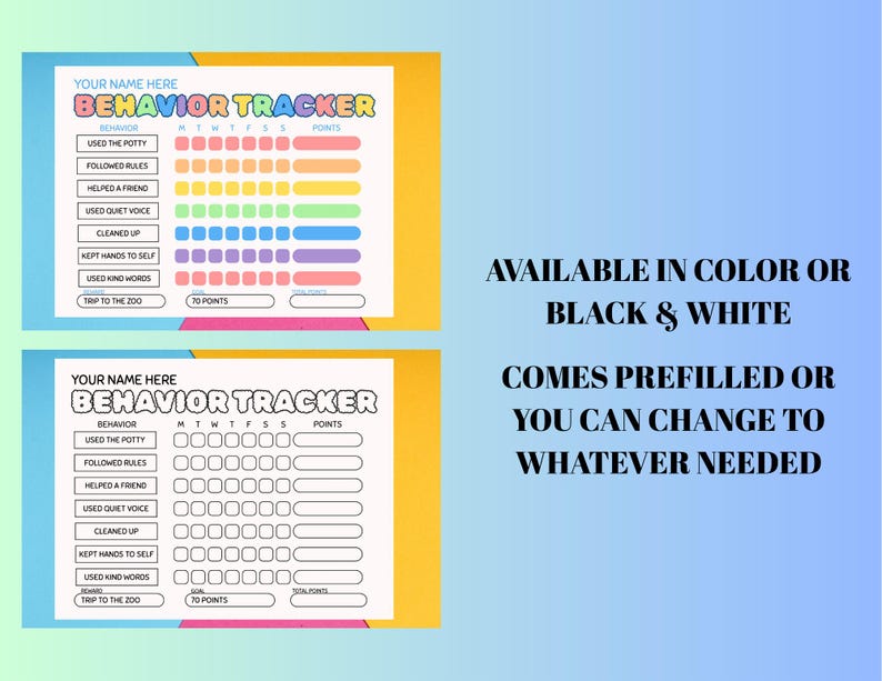 Editable Behavior Chart for Kids | Toddler Sticker Reward Chart ...