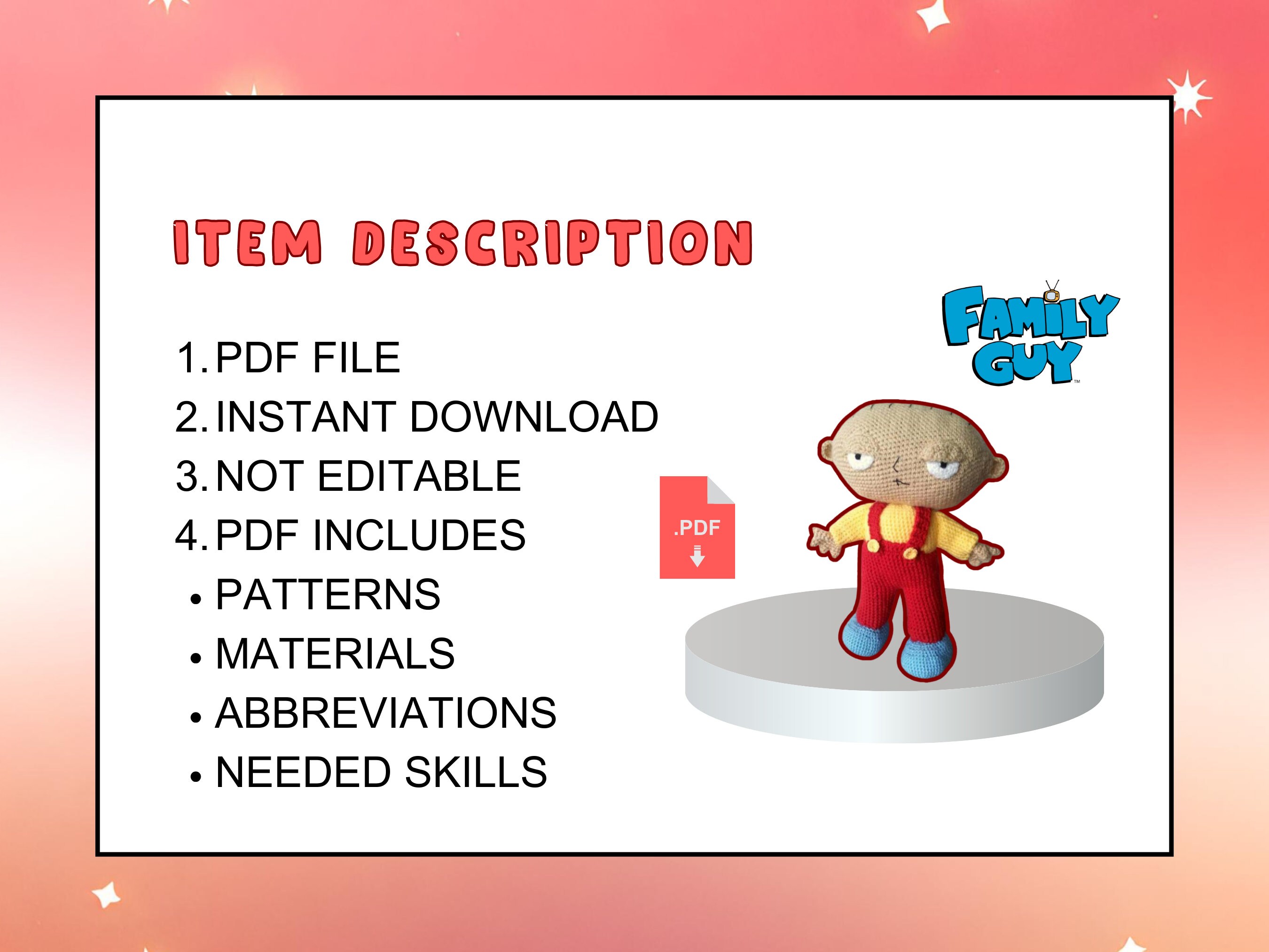Stewie Amigurumi Crochet Pattern, Red Stewie Crochet Pattern English, S ...