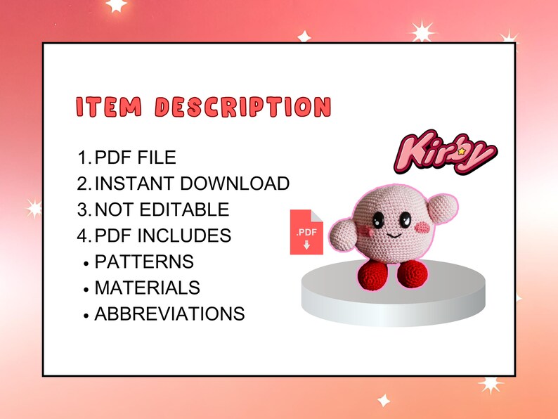 Super Cute Pink Kirby Amigurumi Crochet Pattern, Cute Poyo Crochet ...