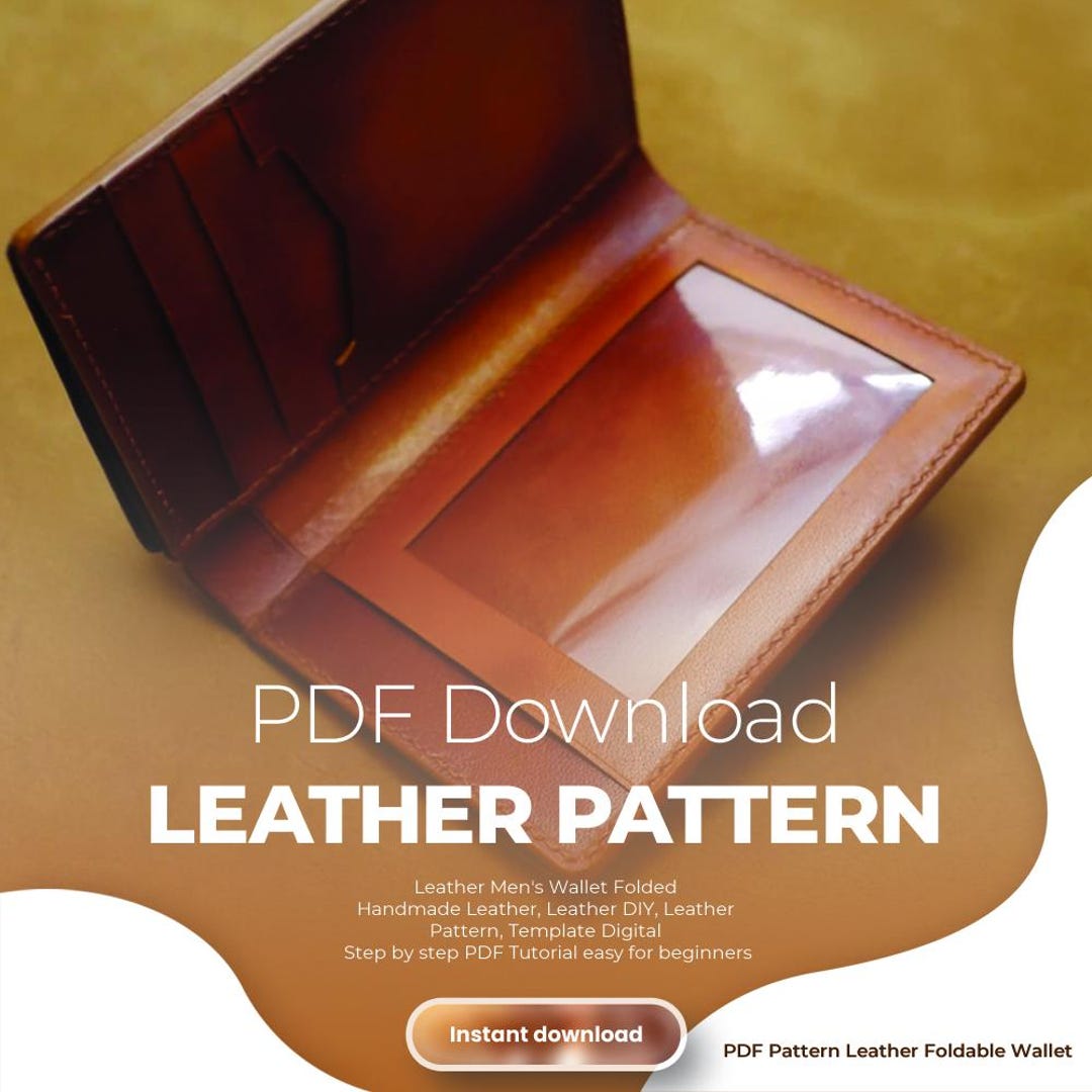 PDF Pattern Leather Foldable Wallet Men's Wallet DIY Template Handmade ...