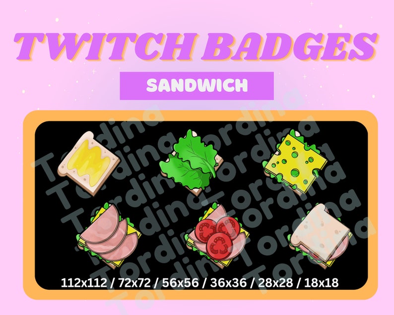 Twitch Badge / Bit Deli Sandwich Badge (6 Pack). Cute, Affordable and ...