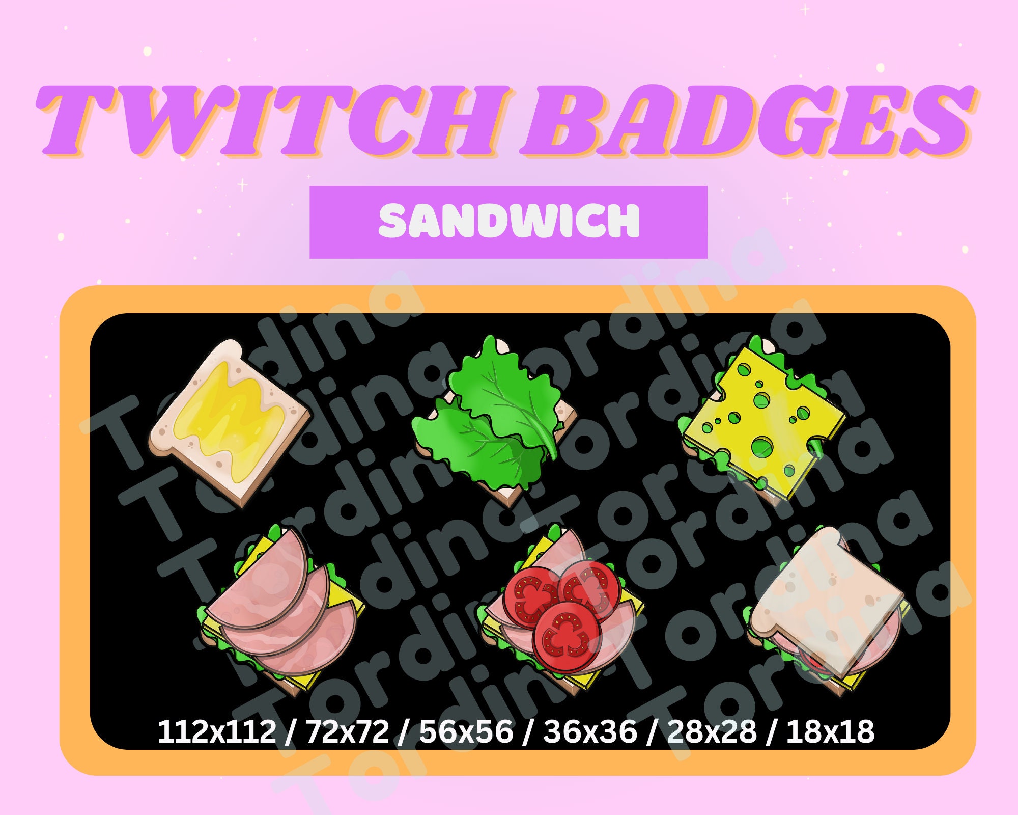 Twitch Badge / Bit Deli Sandwich Badge (6 Pack). Cute, Affordable and ...