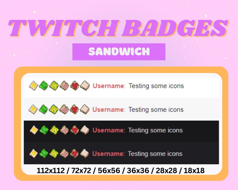Twitch Badge / Bit Deli Sandwich Badge (6 Pack). Cute, Affordable and ...