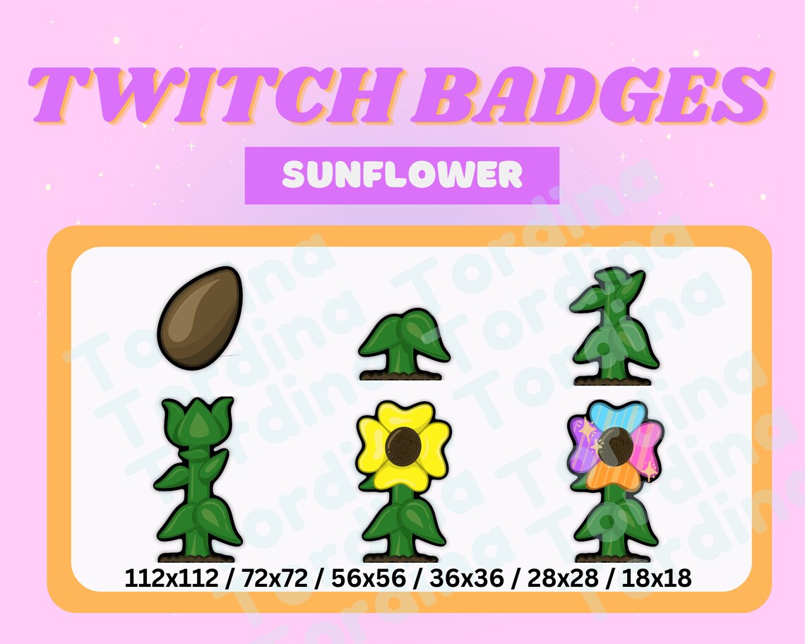 Twitch Badge / Bit Sunflower / Flower 6 Pack. Cute, Affordable and Easy ...