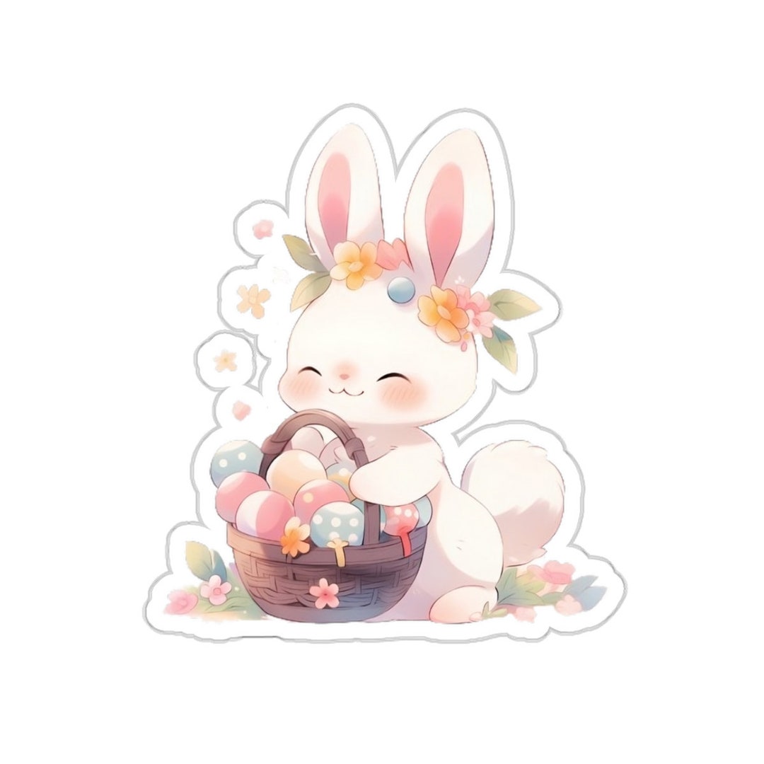 Cute Easter Bunny Sticker Bunny Vinyl Kawaii Sticker Easter Sticker ...
