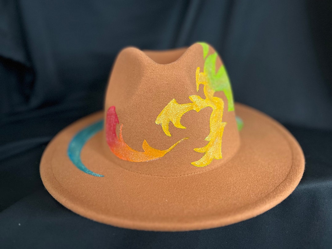 Rainbow Dragon Hand Painted Fedora - Etsy