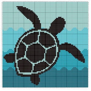 Sea Turtle Silhouette C2C Crochet Blanket PATTERN ONLY Digital Download ...