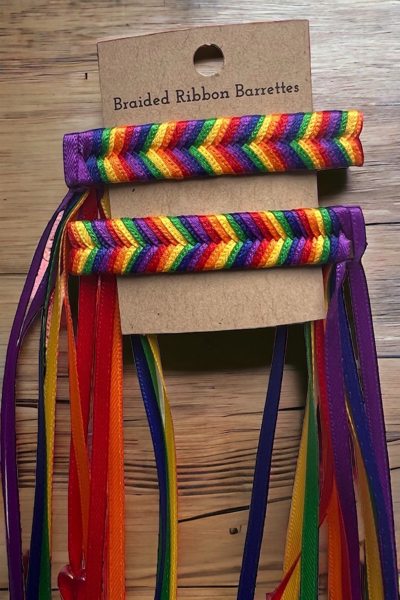 RAINBOW BRITE Braided Ribbon Barrettes - Etsy