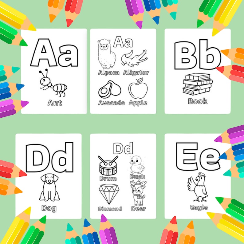 Alphabet Coloring Book for Kids - 8.5x11 Inch PDF High Quality ...