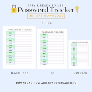 Printable Password Tracker | Pastel Password Organizer PDF | Digital ...