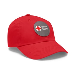 Red Cross Hat With Leather Patch (round) - Etsy