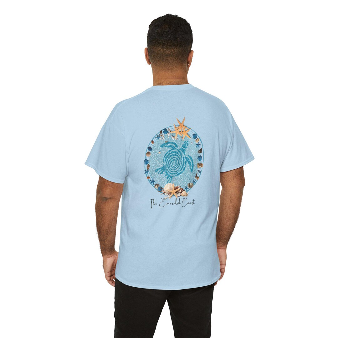 Samoan Turtle Seashell Sand Starfish Unisex Tee, Florida Gift, Emerald ...