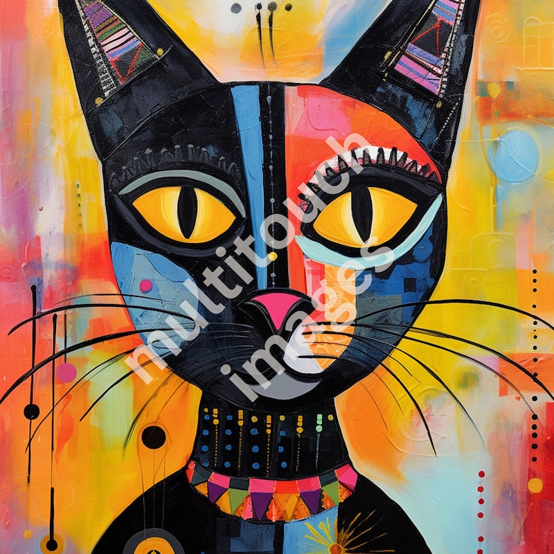 Abstract Cat Art - Etsy