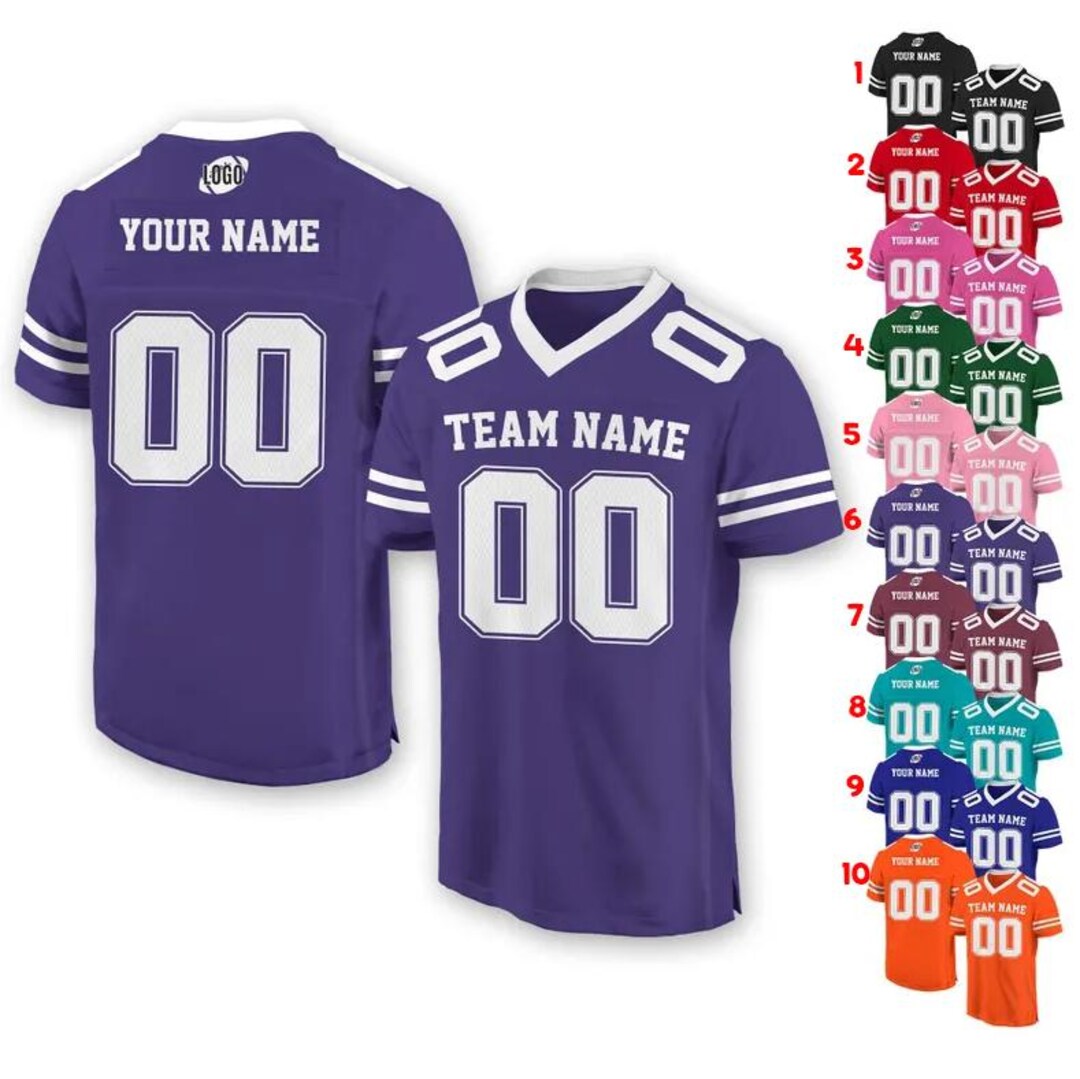 Personalized Team Name & Number Football Jersey Shirt for Adult Kid ...