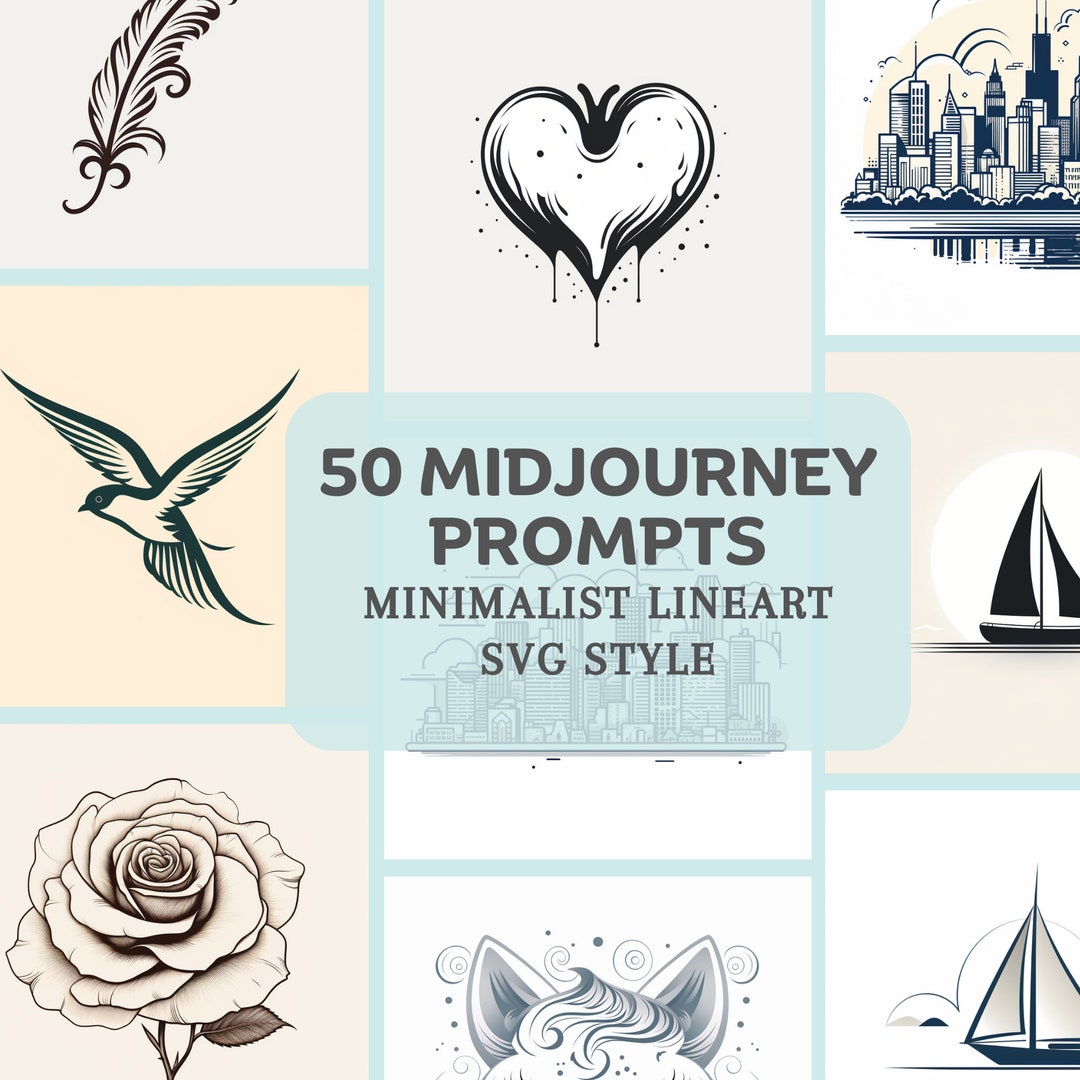 50 Midjourney Minimalist Line Art Svg Prompts, Clean Svg Designs ...