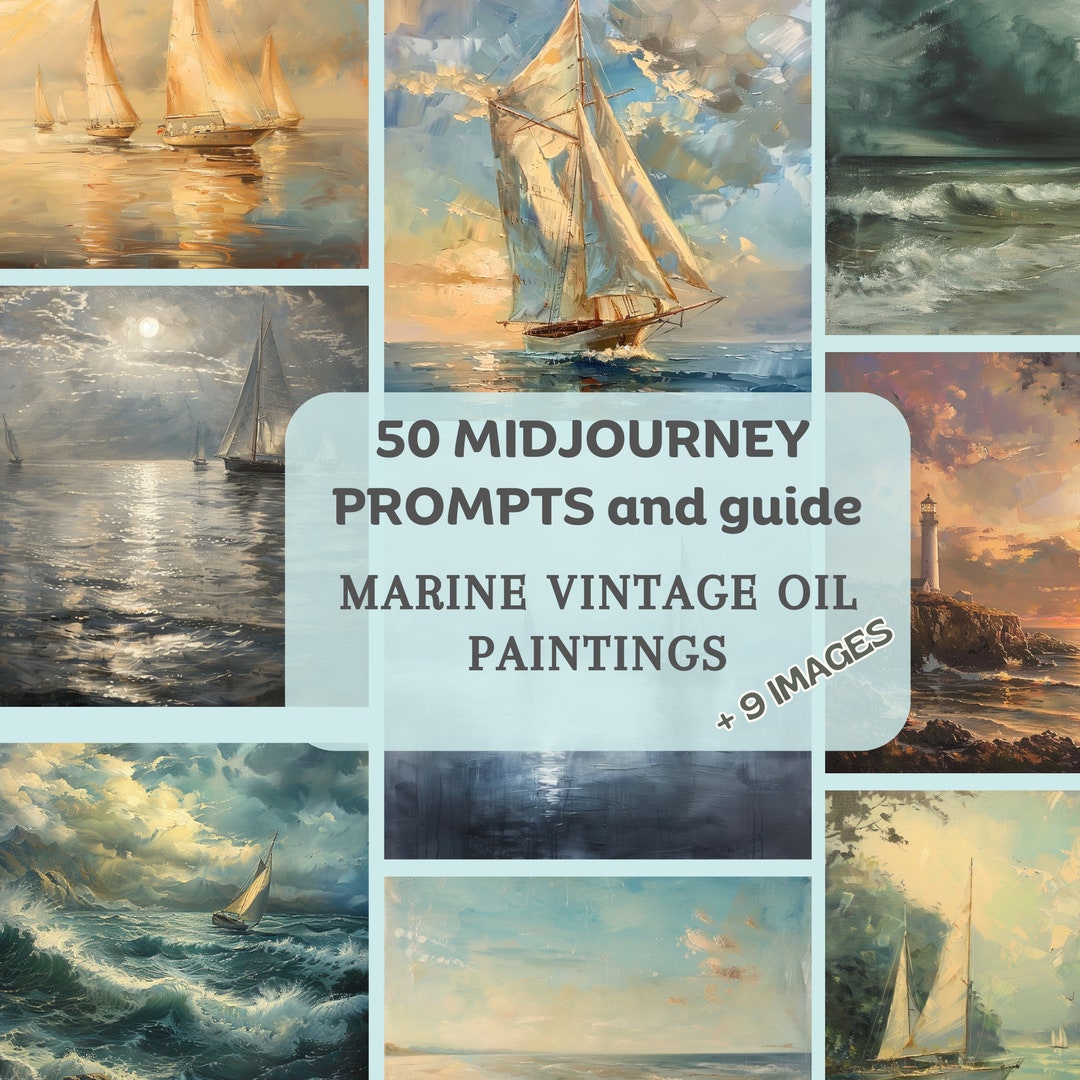 Marine Vintage Prompts Oil Painting, Midjourney Art, Seascape Painting ...