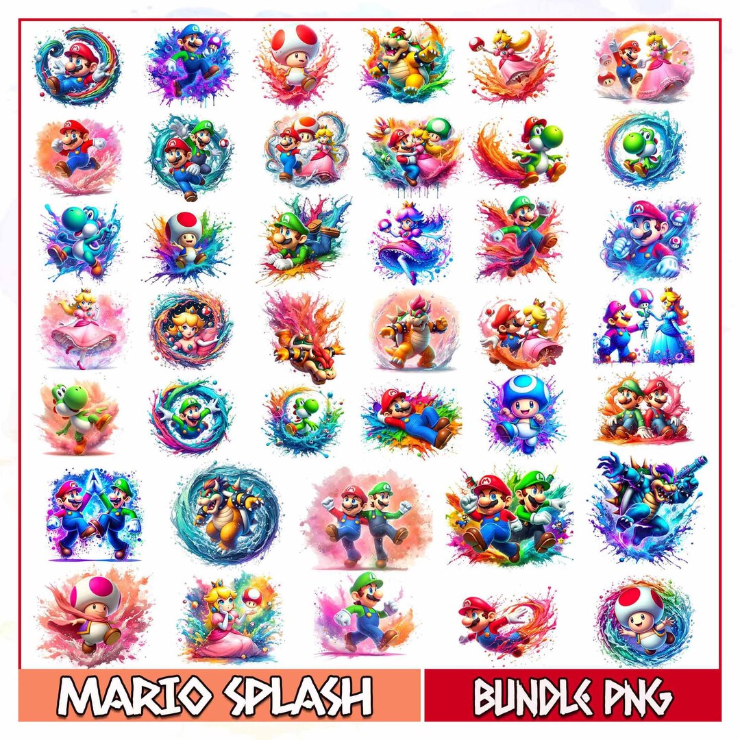 Super Mario Splash SVG Bundle Mario Family Svg Files Super Mario Cut ...