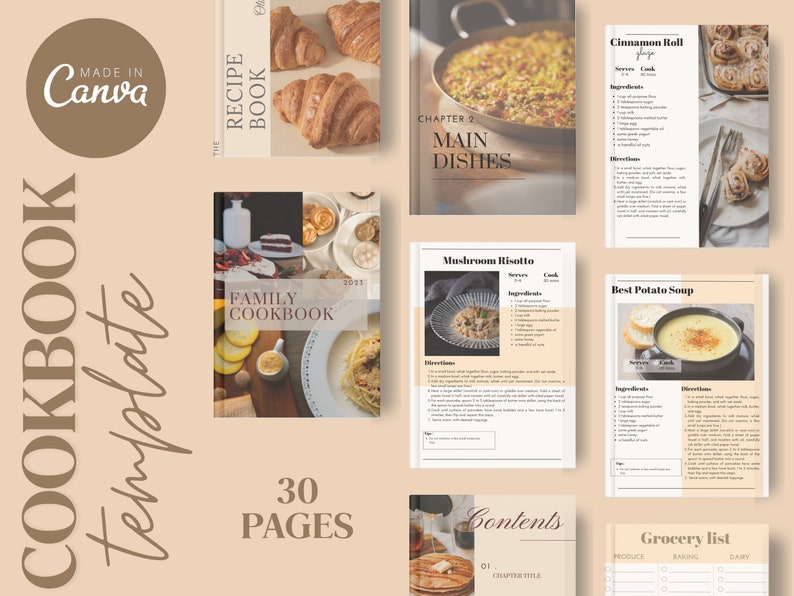 Editable Canva Cookbook Template, Personalized Family Recipe Book ...