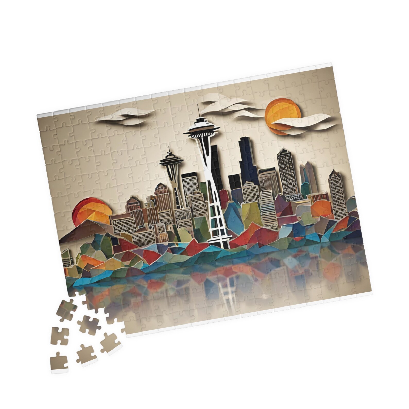 Skyline Seattle Jigsaw Puzzle Vibrant Colors Seattle City Skyline Hard ...