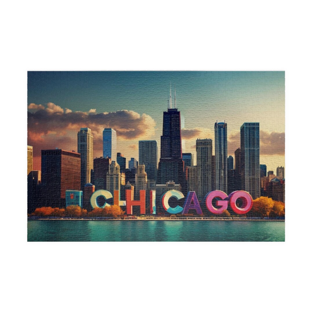 Chicago Skyline Jigsaw Puzzle - 520 & 1014 Pieces, Perfect Gift for ...