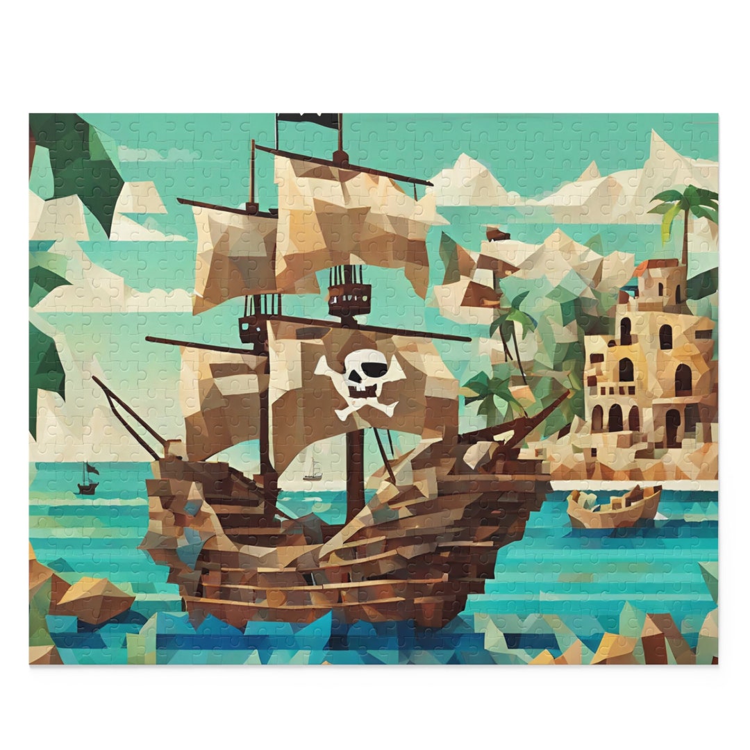 Pirate Ship Puzzle Made of Mosaic Paper Pirate Puzzle for Children and ...