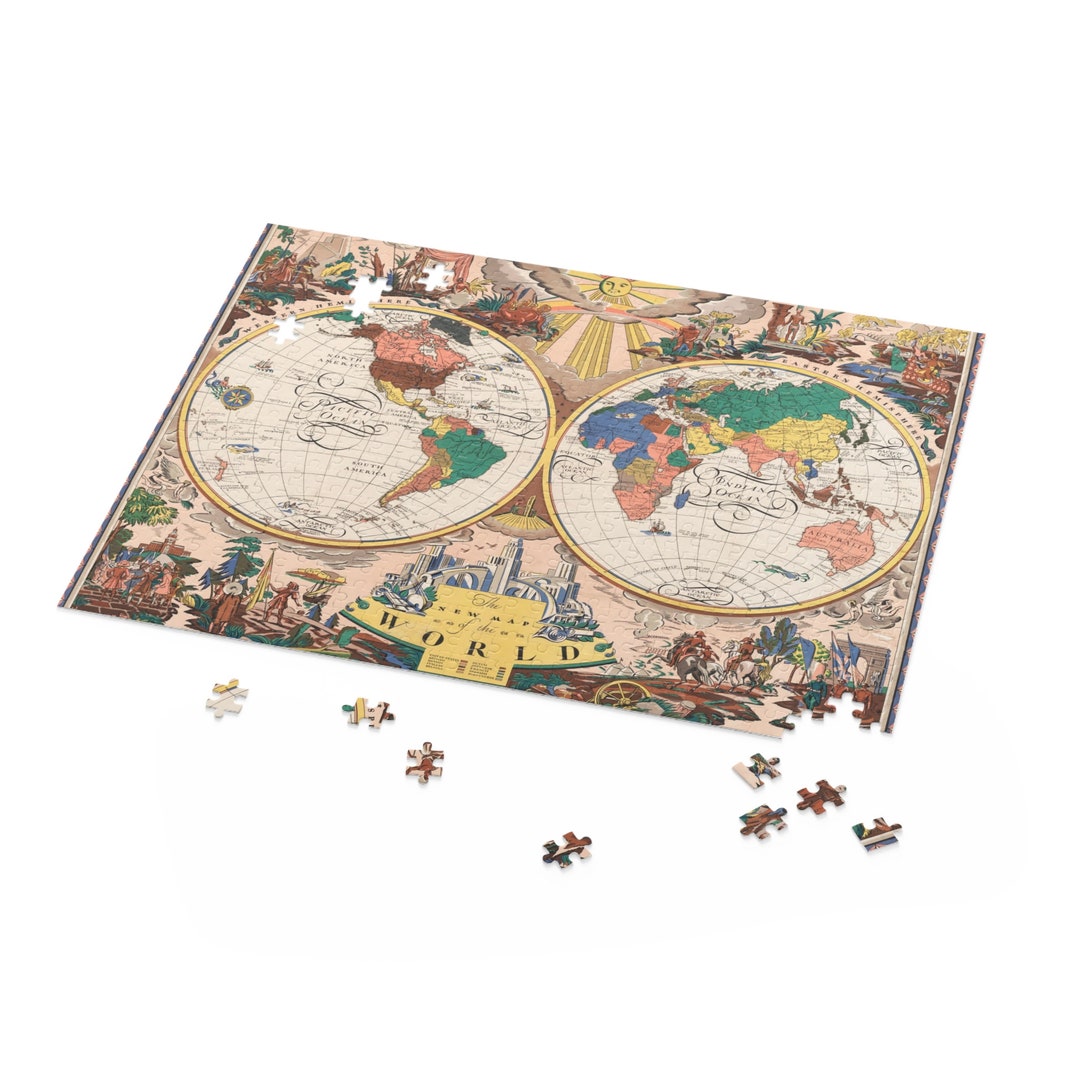 Vintage Maps Puzzle World Map for Adults 120, 252, 500 Pieces ...