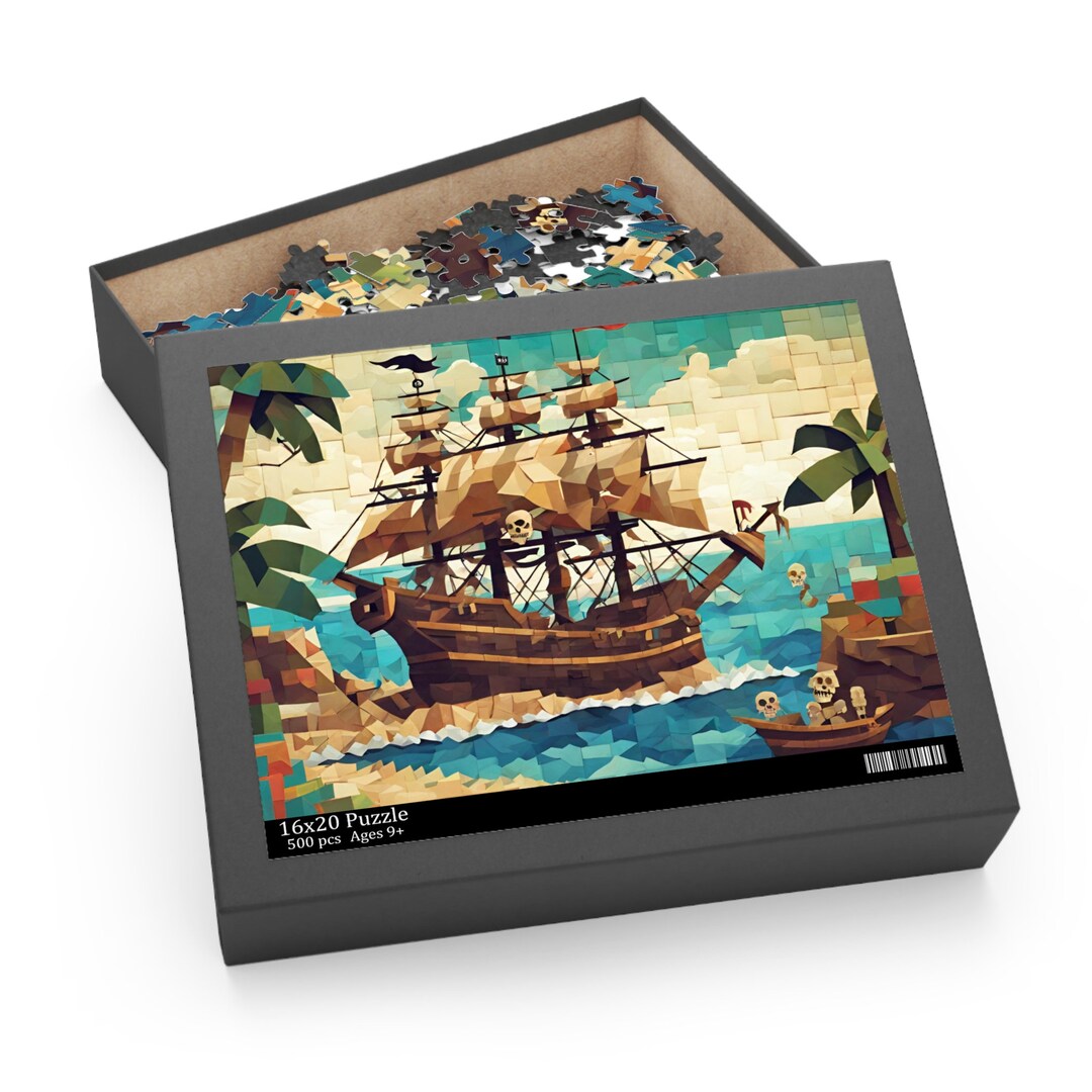 Pirate Ship Puzzle in Paper Mosaic Style Pirate Puzzle Child Adult ...