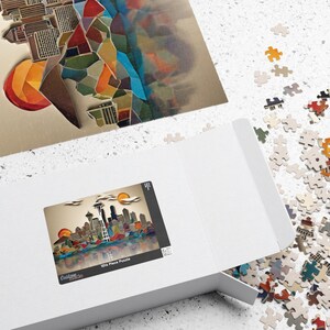 Skyline Seattle Jigsaw Puzzle Vibrant Colors Seattle City Skyline Hard ...