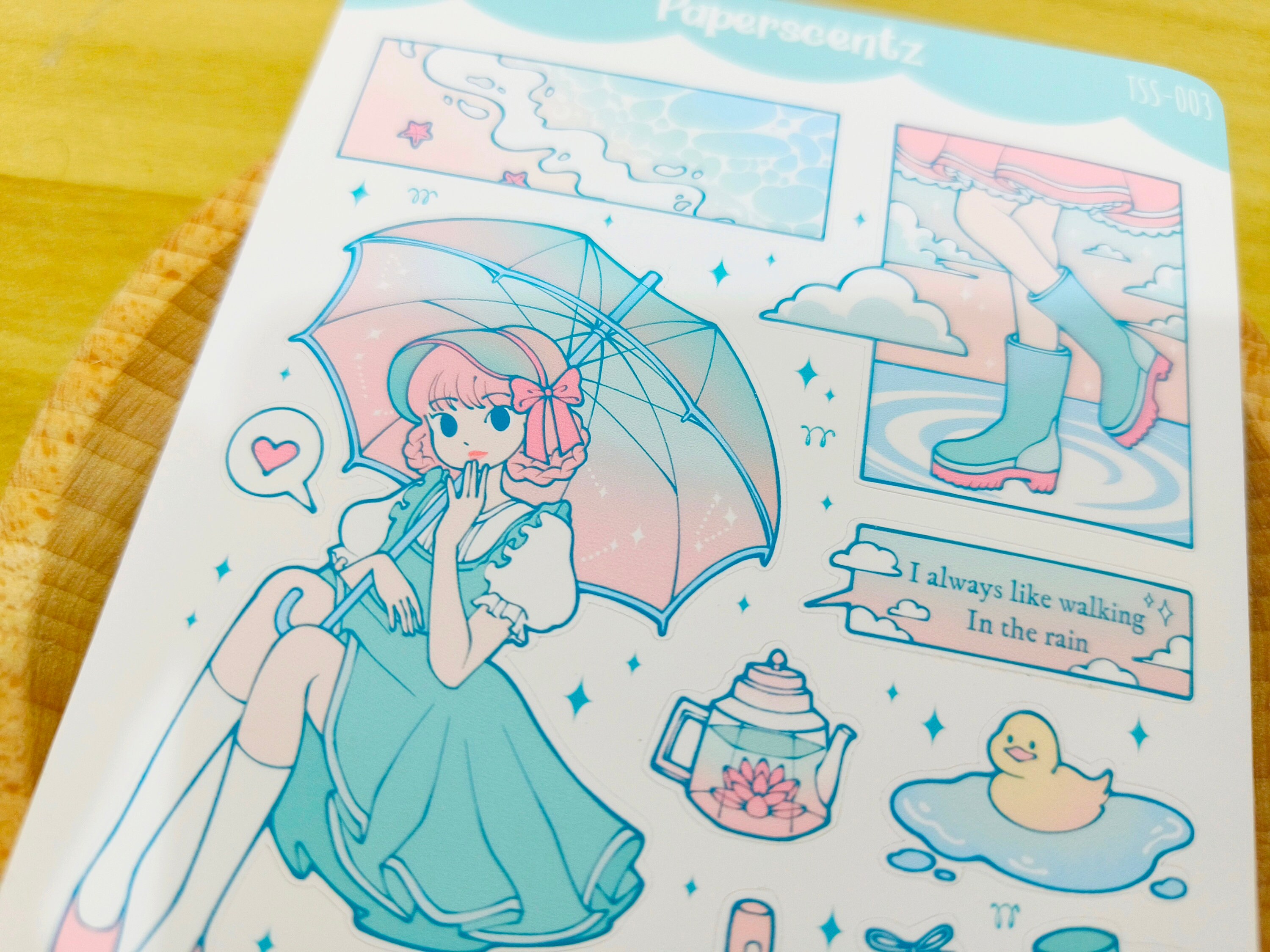 Cute Rainy Girl Pastel Stickers, Cute Rainy Girl Stickers, Aesthetic ...