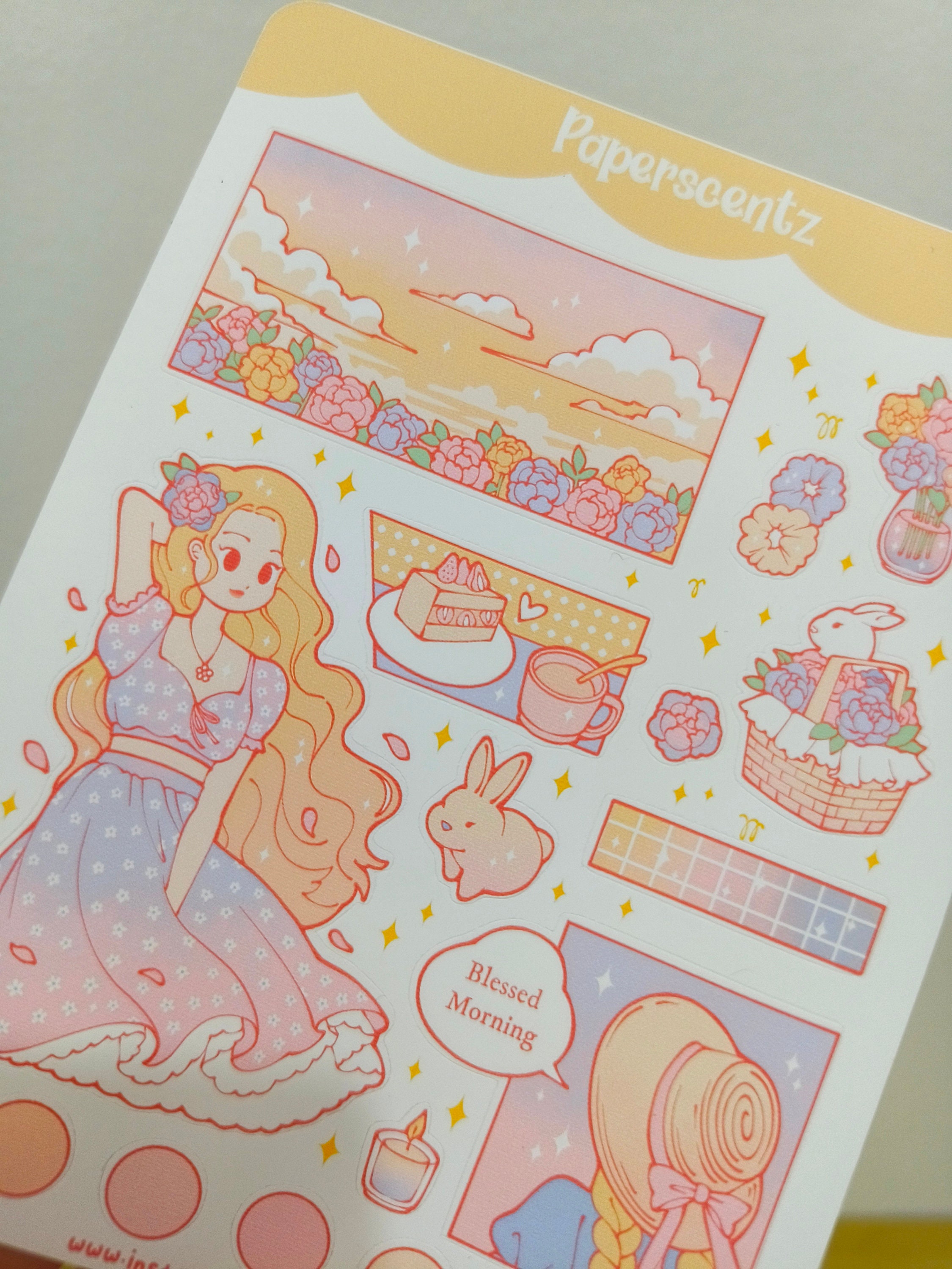 Cute Morning Girl Pastel Stickers, Cute Sunshine Stickers, Aesthetic ...