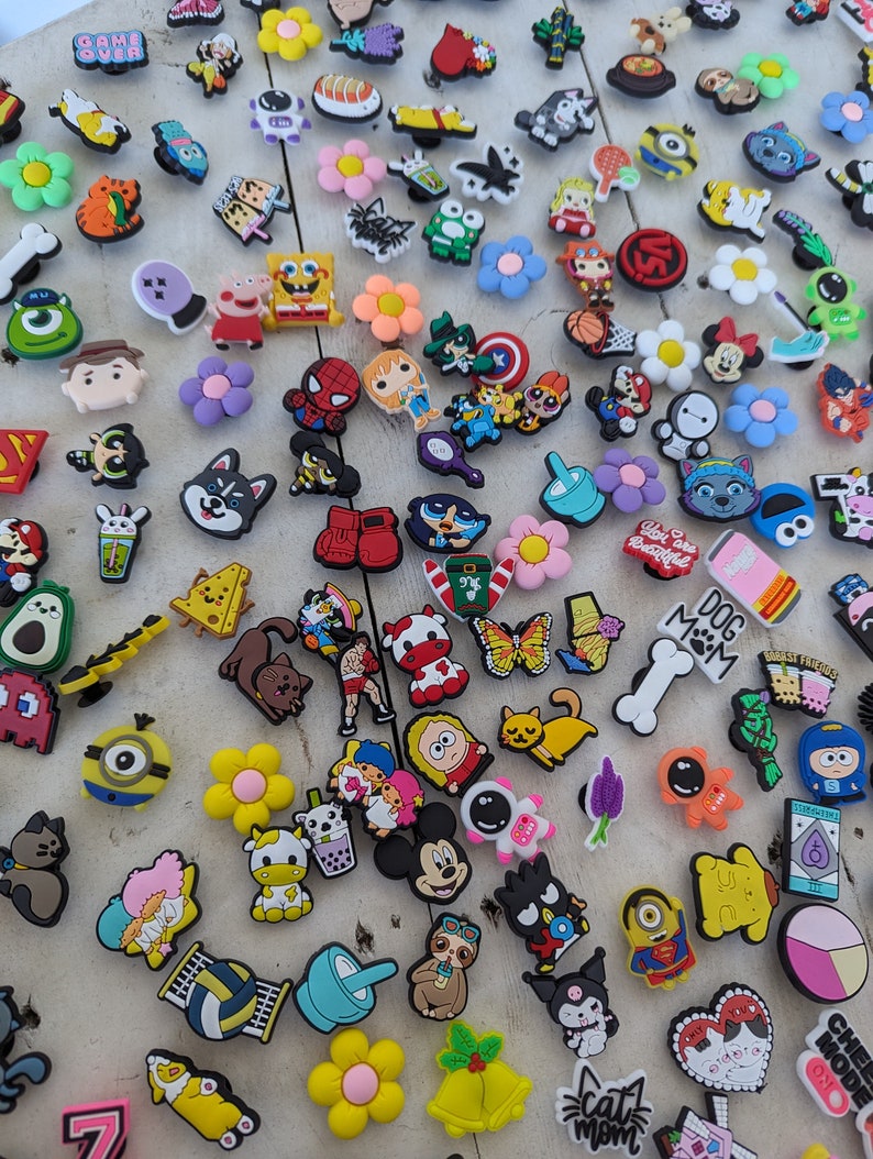 10 Random Charms Cute Random Croc Charms, Colourful, Flowers, Rainbow ...