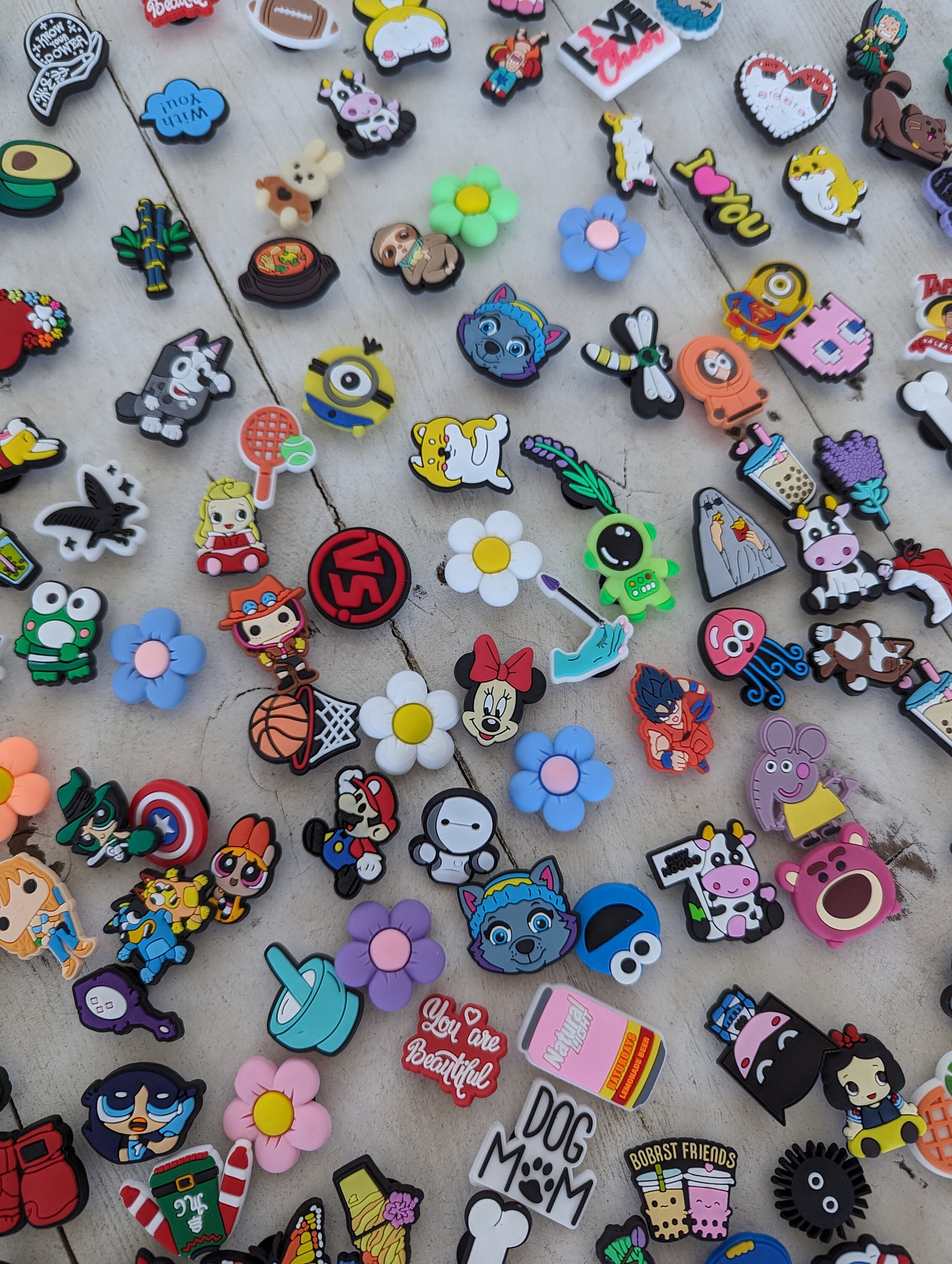 10 Random Charms Cute Random Croc Charms, Colourful, Flowers, Rainbow ...