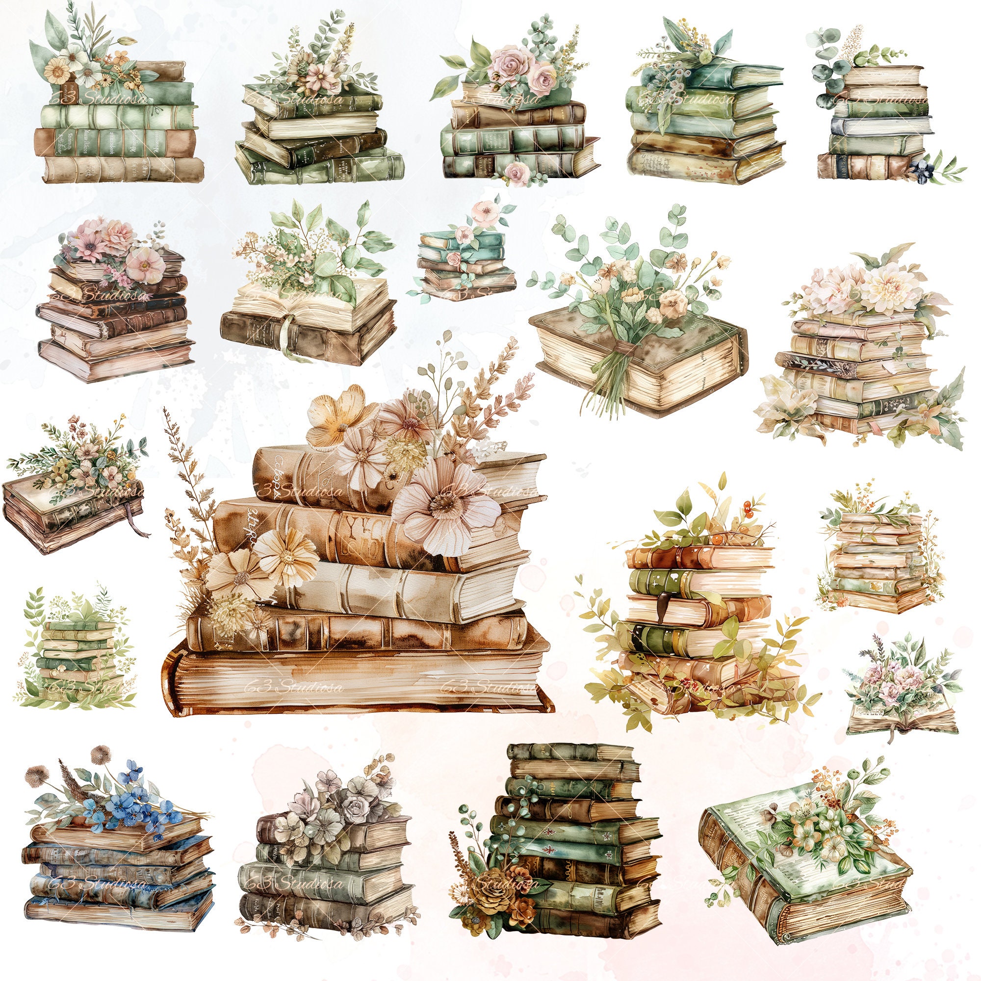 40+ Watercolor Book Clipart Bundle , Literature Clipart , Book Lover ...
