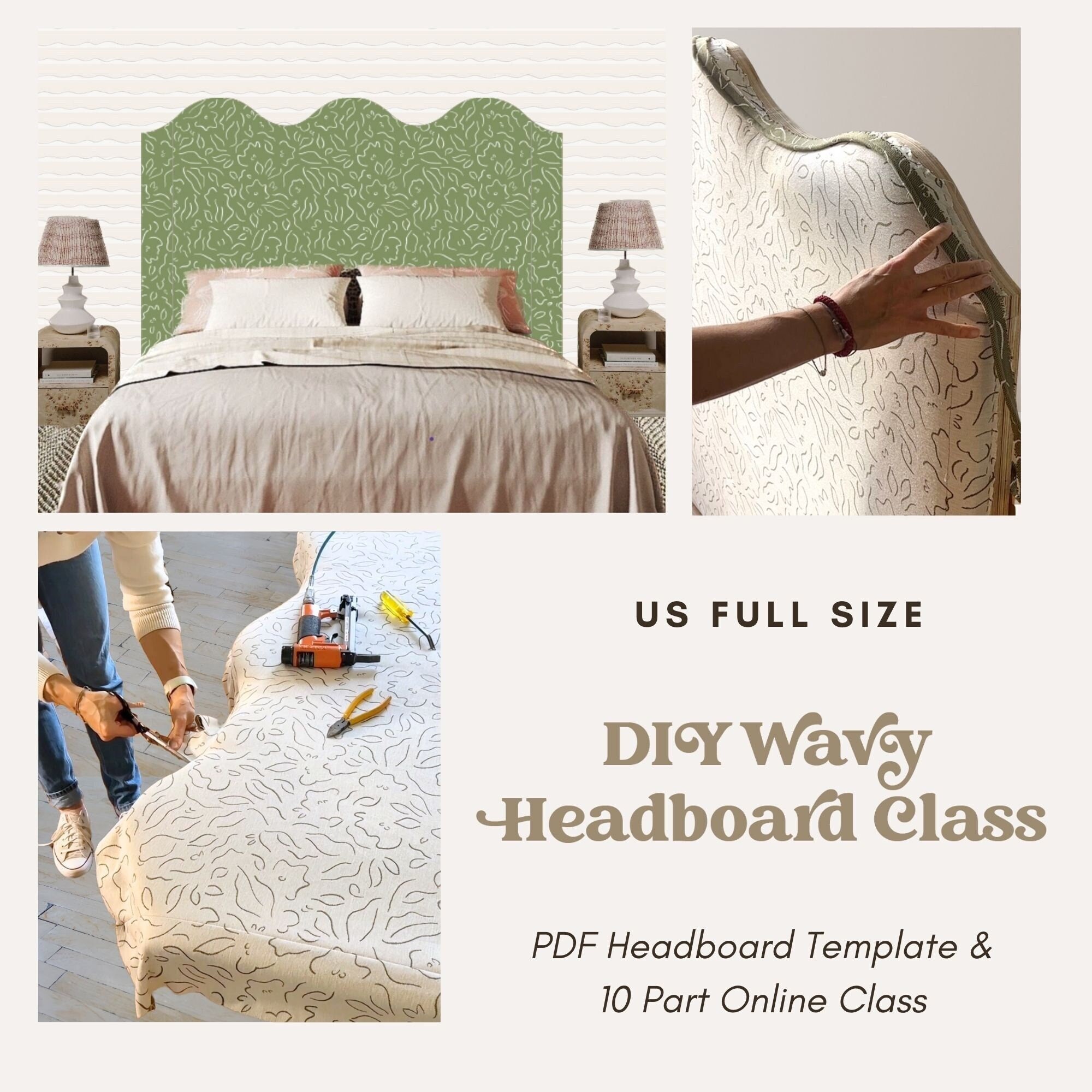 DIY Wavy Headboard Class & Template US Full - Etsy