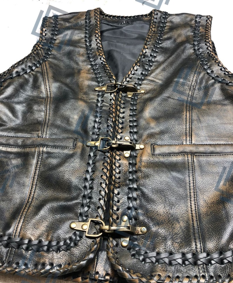 Mens Leather Waistcoat Motorcycle Chopper Touring Biker Club Rocker ...