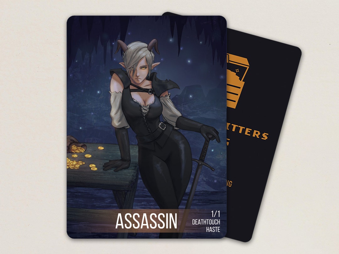 Assassin Token With Deathtouch & Haste X2 for Tcgs Full Art Anime Girl ...