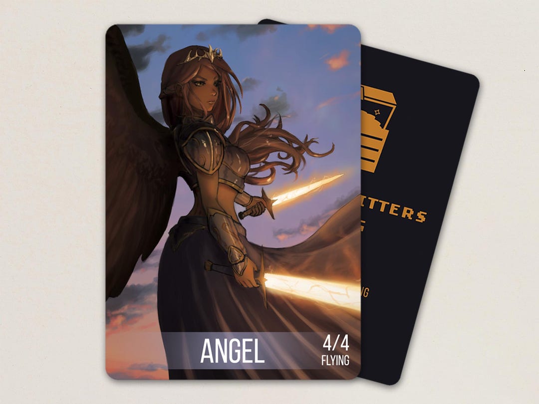 2 Angel Tokens - Full Art - Anime Girl - Non-ai Art - ANG01 - Etsy