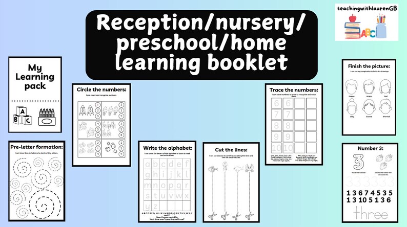 Reception/nursery/preschool/home Learning Booklet - Etsy