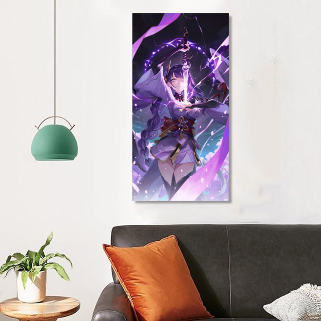 Genshin Impact Raiden Shogun Game Poster Custom Canvas Wall Art ...