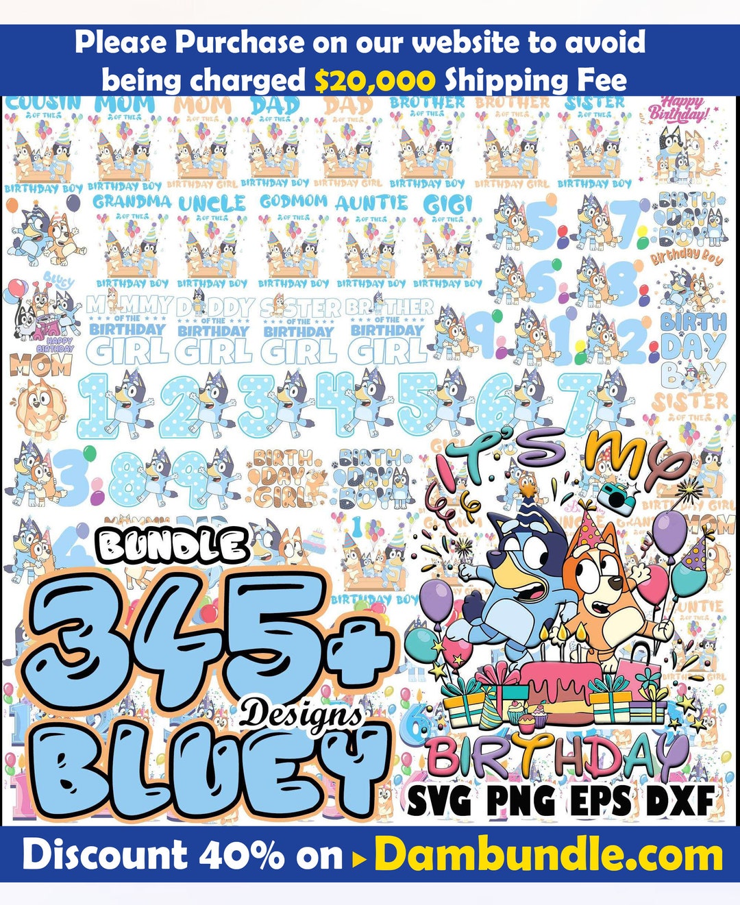 Mega Blue Dog Svg Bundle, Blue Dog Birthday Bundle Blue Dog Family Png ...